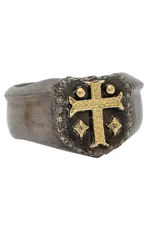 Armenta Cross Shield Signet Ring - Silver