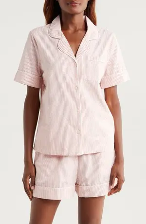 Nordstrom Classic Short Cotton Pajamas Pink Beauty Skinny Stripe