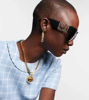 Versace Greca Embellished Oversized Sunglasses