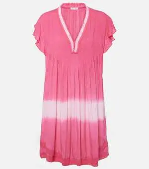 Poupette St Barth Sasha Ruffled Pleated Mini Dress - Pink