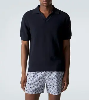 Frescobol Carioca Rino Cotton And Silk Polo Shirt - Blue