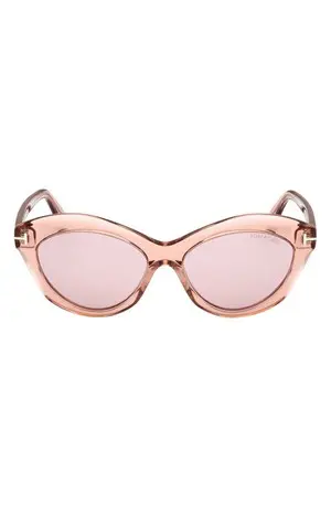 TOM FORD Toni 55mm Oval Sunglasses - Shiny Light Rose/pink Silver