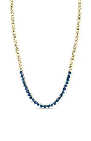 Zoe Chicco Sapphire And Gold Tennis Necklace - Yellow Gold