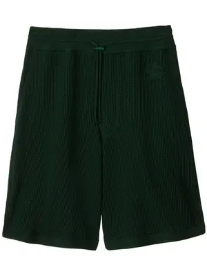 Burberry Embroidered-logo Mesh Cotton Shorts - Green