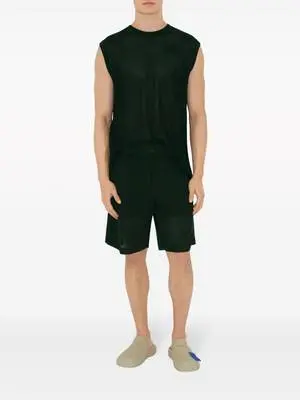Burberry Embroidered-logo Mesh Cotton Shorts