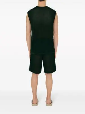 Burberry Embroidered-logo Mesh Cotton Shorts