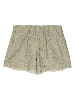 Dice Kayek Broderie Anglaise Cotton Shorts - Green