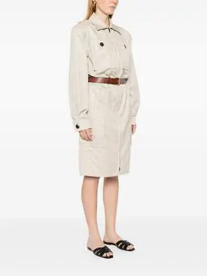 Saint Laurent Saharienne Belted Dress - Neutrals