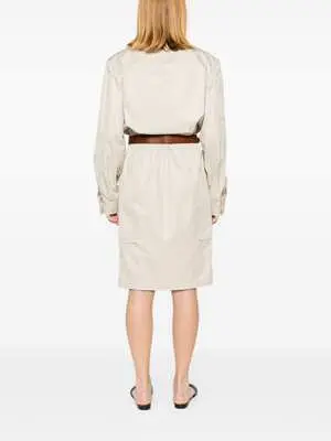 Saint Laurent Saharienne Belted Dress - Neutrals