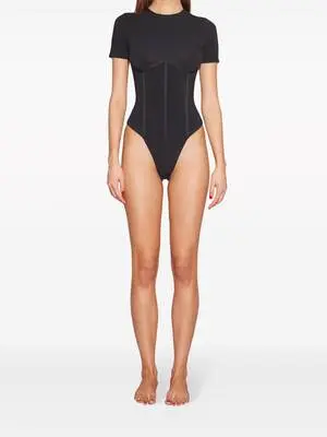 FLEUR DU MAL Organic-cotton T-shirt Bodysuit - Black