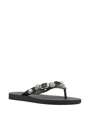 Balenciaga Cagole Studded Flip Flops - Black