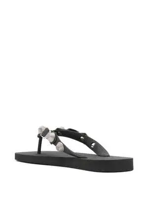 Balenciaga Cagole Studded Flip Flops - Black