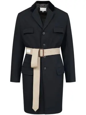 MAISON MARGIELA Two-tone Belted Coat - Black