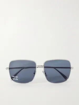 Celine Triomphe Crystal-embellished Sunglasses - Silver