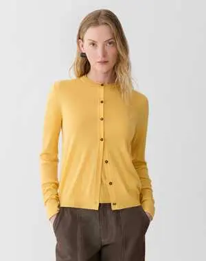 Lafayette 148 New York Fine Cashmere Crewneck Cardigan - Daisy