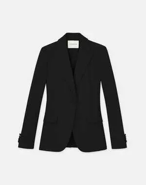 Lafayette 148 New York Crepe Fitted Single Button Blazer - Black