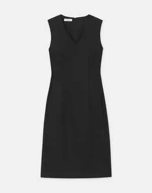 Lafayette 148 New York Wool Stretch V-neck Sheath Dress - Black