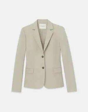 Lafayette 148 New York Petite Responsible Stretch Wool Two Button Blazer - Plaster
