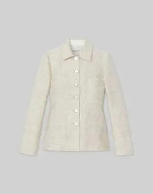 Lafayette 148 New York Textured Jacquard Cotton-linen Three Pocket Jacket