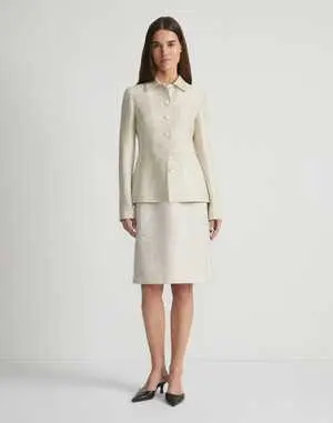 Lafayette 148 New York Textured Jacquard Cotton-linen Three Pocket Jacket
