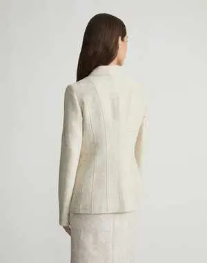 Lafayette 148 New York Textured Jacquard Cotton-linen Three Pocket Jacket