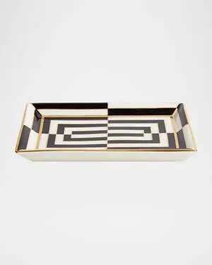 Jonathan Adler Op Art Rectangle Tray White/black