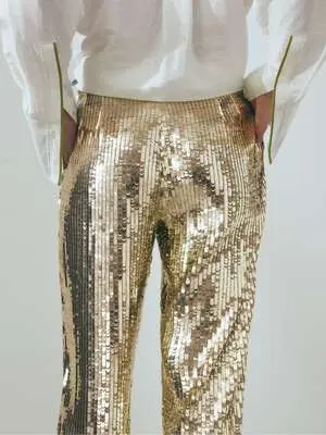 ATELIER Celia Sequin Wide Leg Trousers