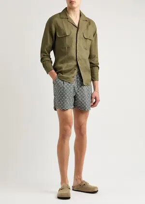 GUSARI The London Printed Shell Swim Shorts - Black
