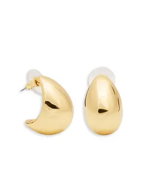 KENNETH JAY LANE Dome J Hoop Earrings - Gold