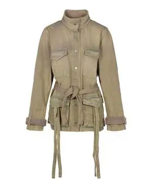 Off-White Dyed Denim Cargo Field Jacket - Green