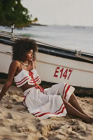 Free People Fischer Skirt Set Red Combo