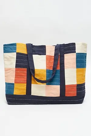 ANCHAL Checkered Tote - Cobalt