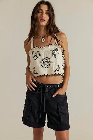 Free People Frankie Washed Cargo Shorts - Black
