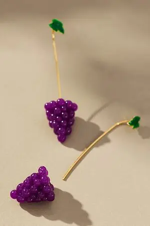 Anthropologie Fruit And Icon Drop Earrings Grape