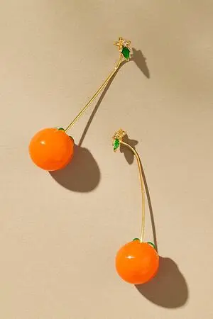 Anthropologie Fruit And Icon Drop Earrings Orange