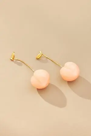 Anthropologie Fruit And Icon Drop Earrings Peach