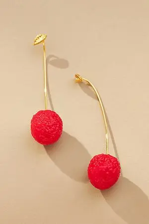 Anthropologie Fruit & Icon Drop Earrings - Raspberry