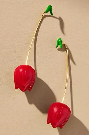 Anthropologie Fruit And Icon Drop Earrings Tulip