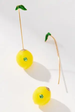 Anthropologie Fruit And Icon Drop Earrings Yellow