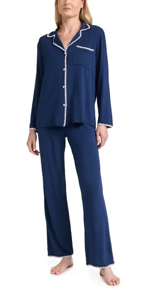 Eberjey Frida The Whip Stitch Pajama Set - Navy/ivory