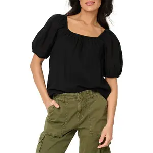 GIBSONLOOK Convertible Neck Gauze Top - Black