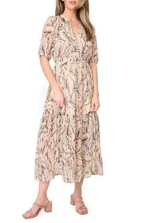 GIBSONLOOK Kira Drawstring Maxi Dress - Abstract Garden Floral