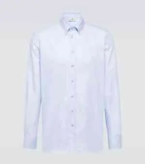 Etro Logo Cotton Oxford Shirt - Blue