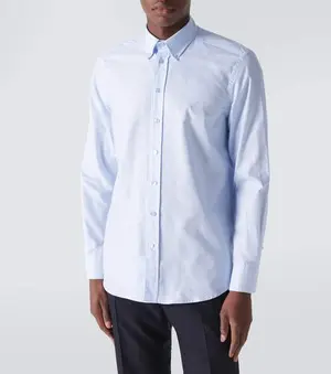 Etro Logo Cotton Oxford Shirt - Blue