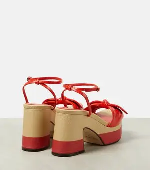 JIMMY CHOO Ricia 95 Leather Platform Sandals - Red