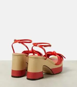 JIMMY CHOO Ricia 95 Leather Platform Sandals - Red