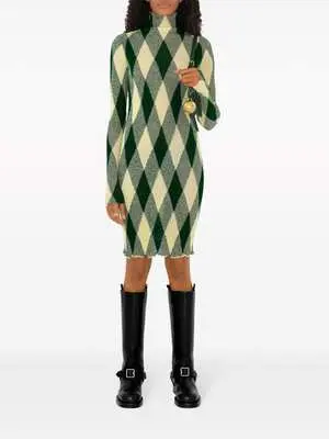 Burberry Argyle Ribbed-knit Dress - Green