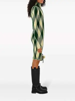 Burberry Argyle Ribbed-knit Dress - Green