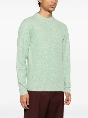 JIL SANDER Marl-knit Wool-blend Jumper - Green