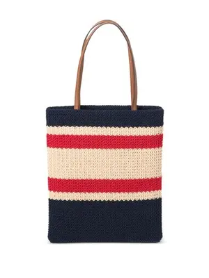 Miu Miu Striped Crochet Tote - Neutrals